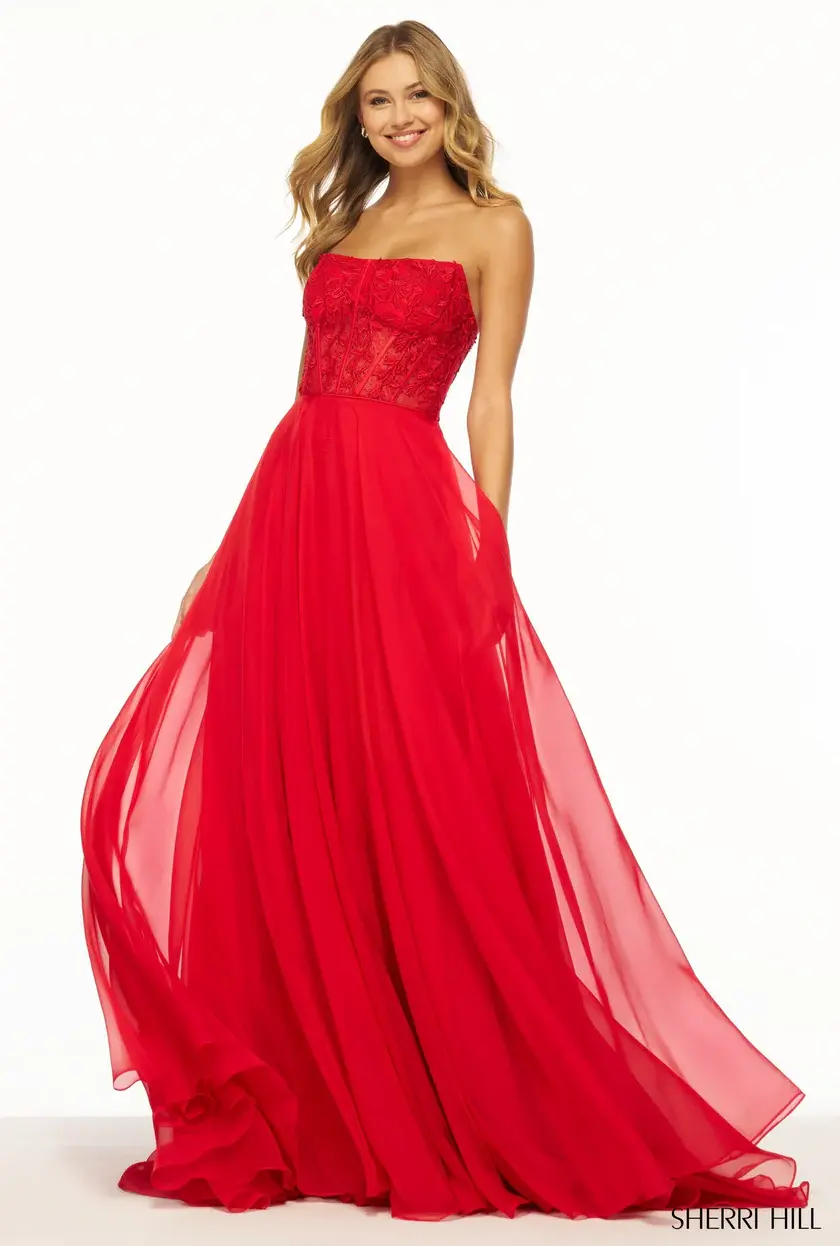 56088 Robe Corset Fluide Rouge - Mirage