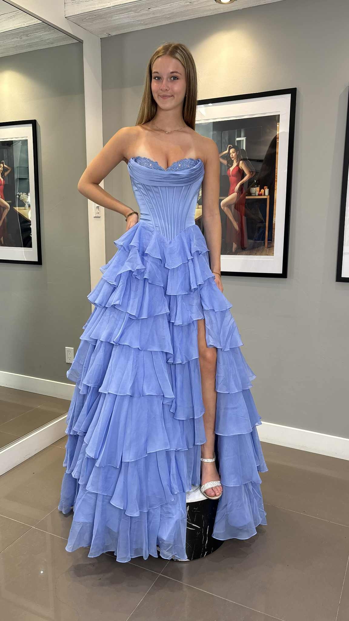 56911 Robe Corset Étagée Periwinkle - Mirage