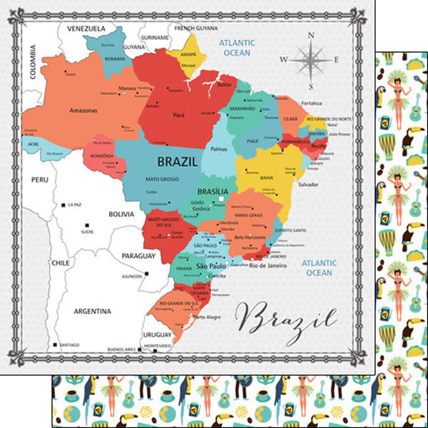 SCRAPBOOK CUSTOMS SCRAPBOOK CUSTOMS BRAZIL MEMORIES MAP 12X12 ...