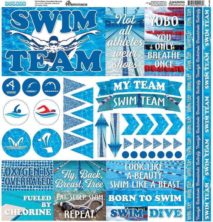 REMINISCE REMINISCE SWIM TEAM DIE CUT STICKERS - Scrapbook Centrale