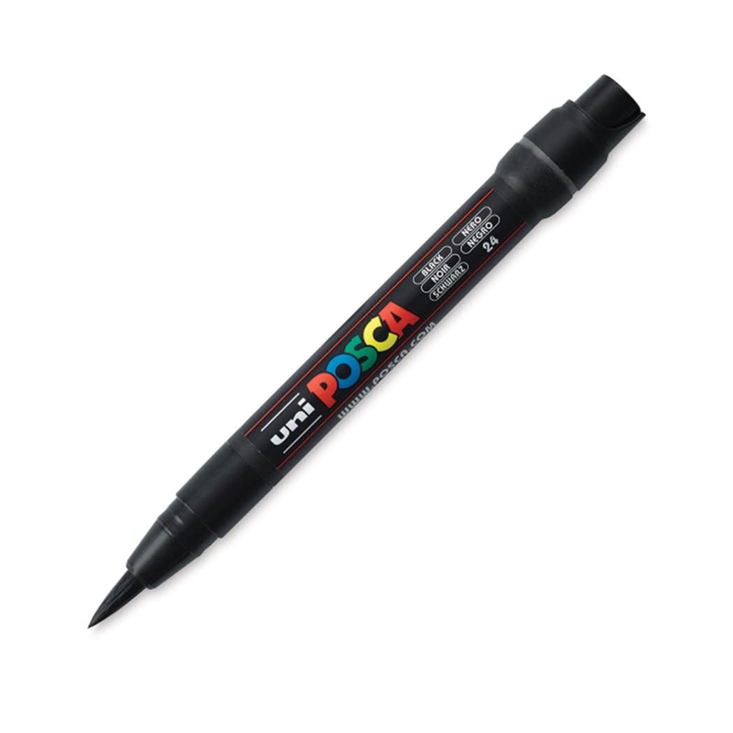 POSCA UNI POSCA BLACK OPAQUE WATER-BASED BRUSH TIP PAINT MARKER ...