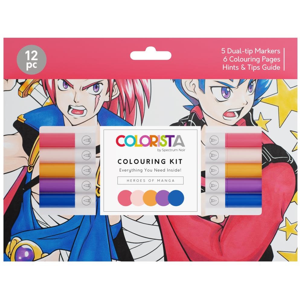 SPECTRUM NOIR COLORISTA HEROES OF MANGA COLOURING KIT - Scrapbook Centrale