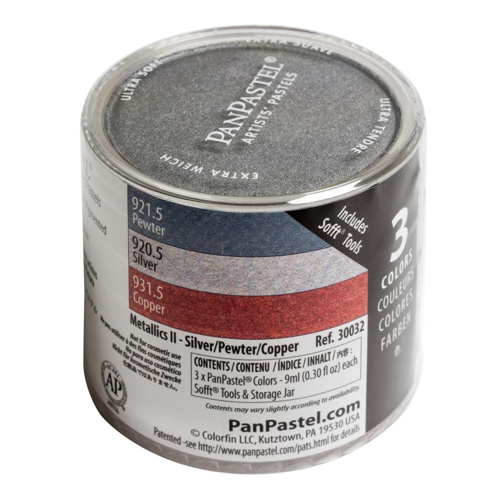 PAN PASTELS ULTRA SOFT ARTIST PASTEL SET METALLICS II SILVER PEWTER ...