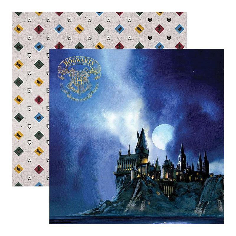PAPER HOUSE HARRY POTTER HOGWARTS AT NIGHT PAPER 12X12 - Scrapbook Centrale