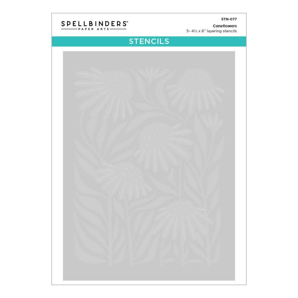 SPELLBINDERS FLOWER MARKET COLLECTION CONEFLOWERS LAYERING STENCIL SET ...