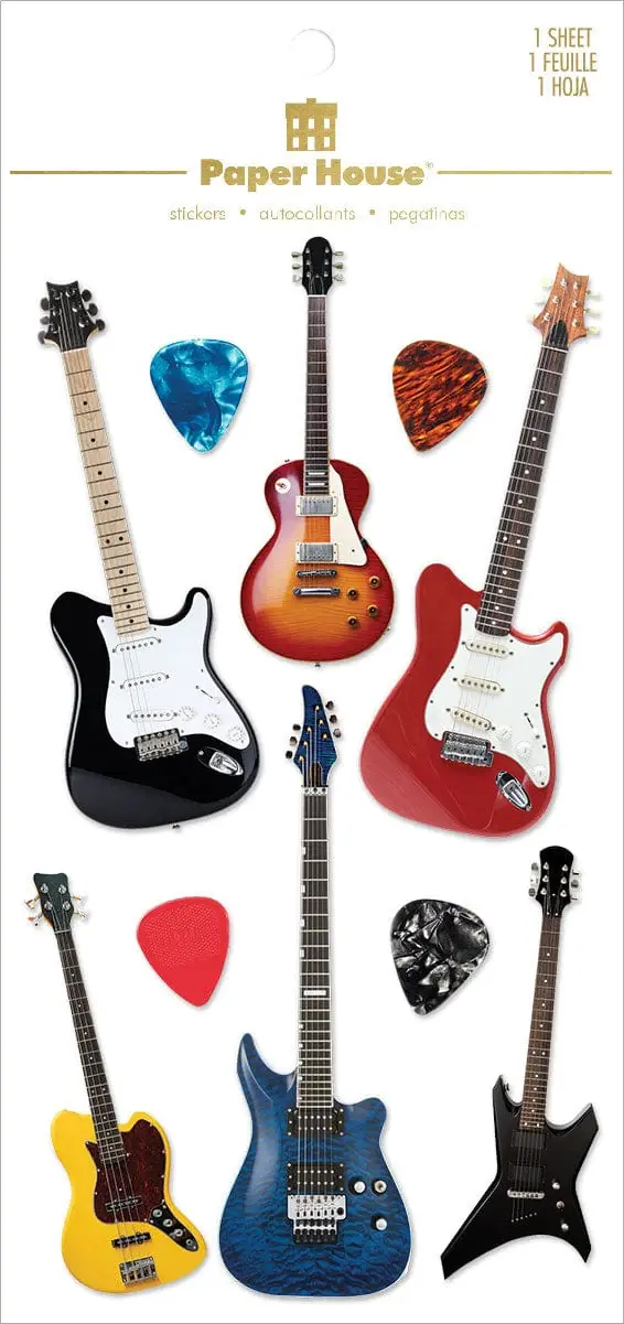 PAPER HOUSE ELECTRIC GUITARS 3D STICKERS - Scrapbook Centrale