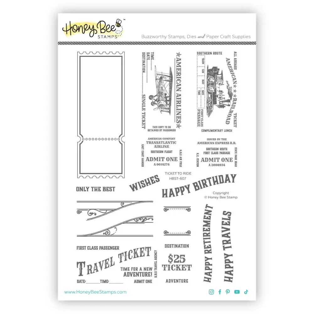 HONEY BEE STAMPS TICKET TO RIDE CLEAR STAMP SET - Scrapbook Centrale