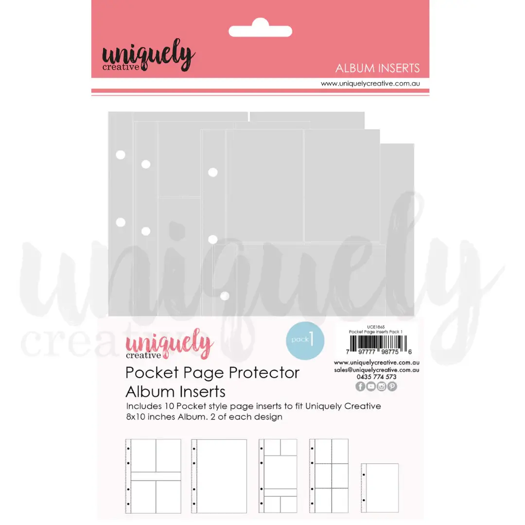 UNIQUELY CREATIVE PACK 1 POCKET PAGE PROTECTOR ALBUM INSERTS ...