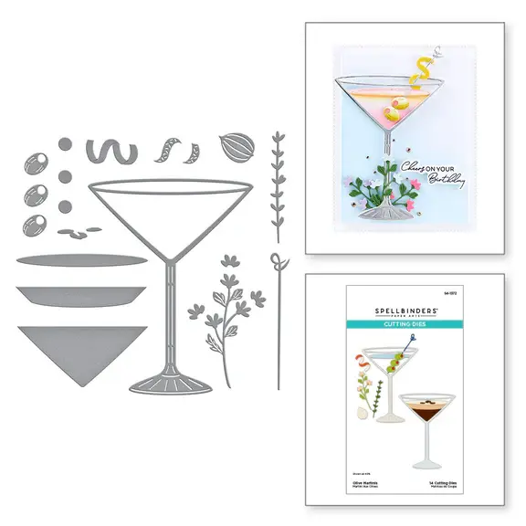 SPELLBINDERS HAPPY HOUR COLLECTION OLIVE MARTINIS ETCHED DIE SET ...