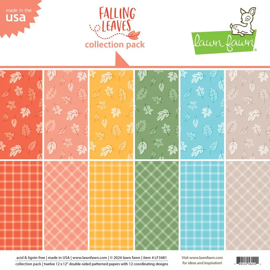 LAWN FAWN FALLING LEAVES 12x12 COLLECTION PACK 12 SHEETS - Scrapbook ...