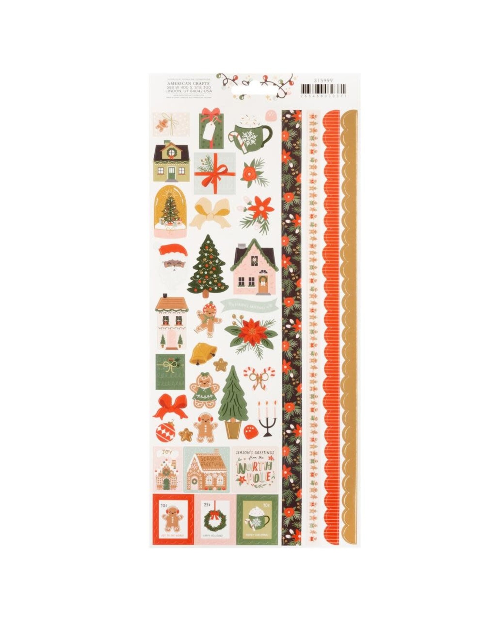 CRATE PAPER HOLLY JOLLY HOLIDAY 6x12 STICKERS 96/PK - Scrapbook Centrale