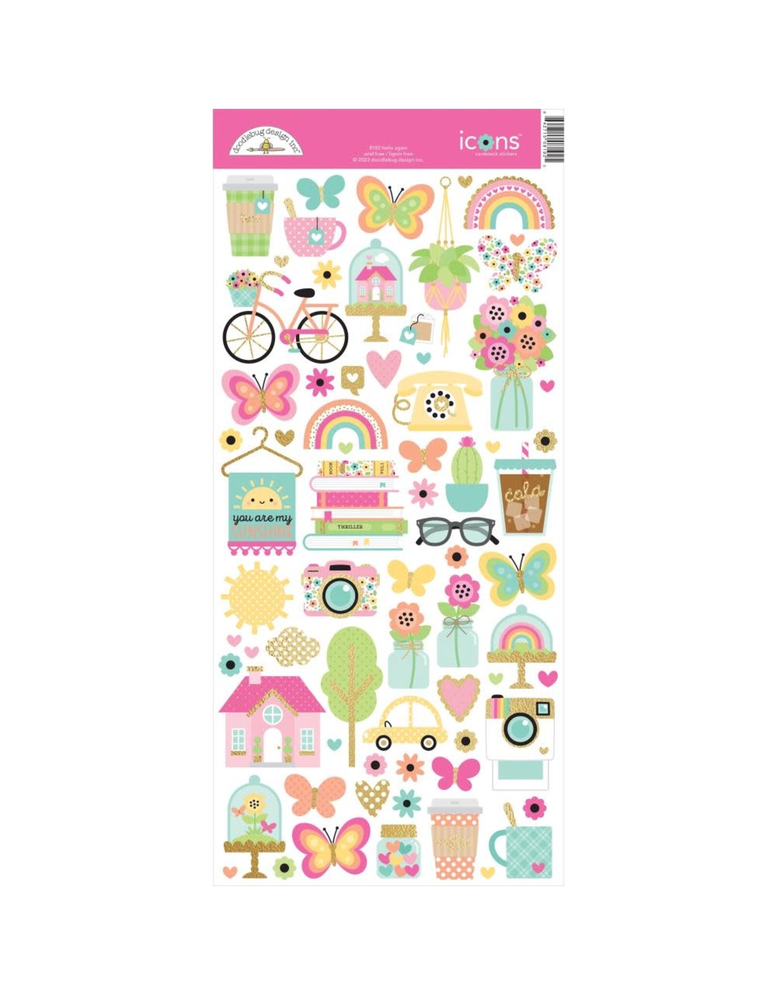 DOODLEBUG DESIGN HELLO AGAIN ICONS STICKERS - Scrapbook Centrale