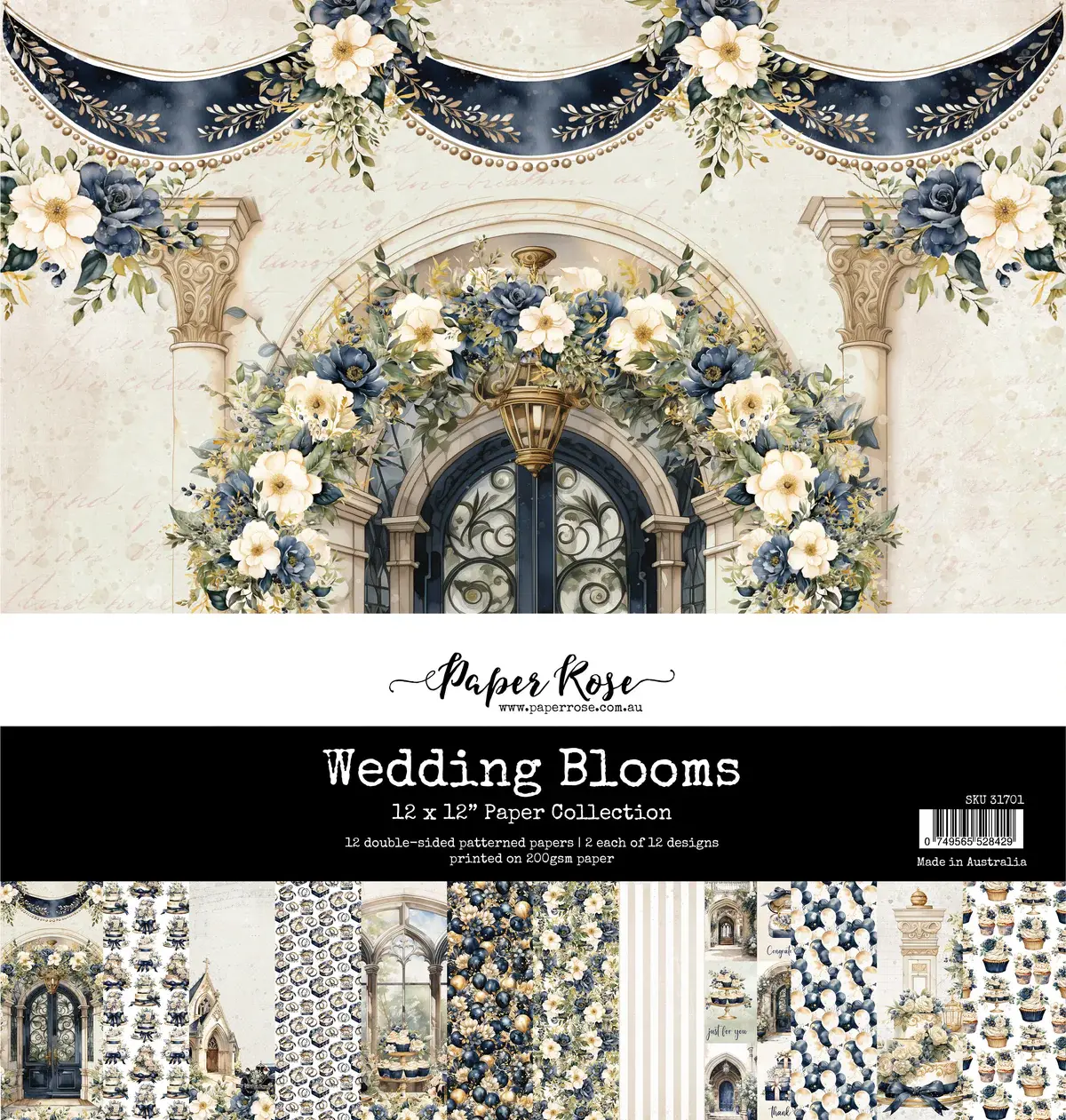 PAPER ROSE WEDDING BLOOMS 12x12 PAPER COLLECTION - Scrapbook Centrale