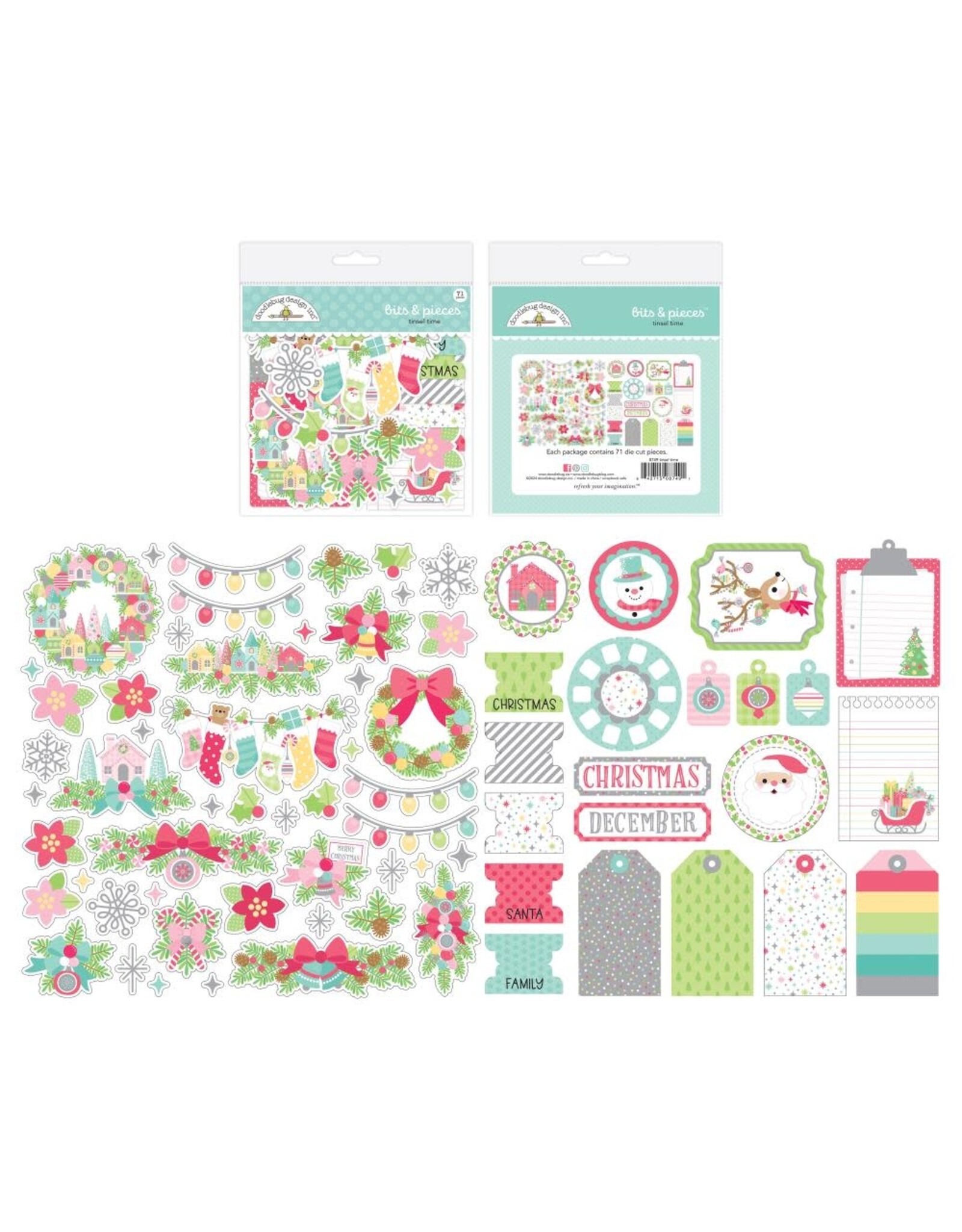 DOODLEBUG DESIGN TINSEL TIME BITS & PIECES DIE CUTS - Scrapbook Centrale