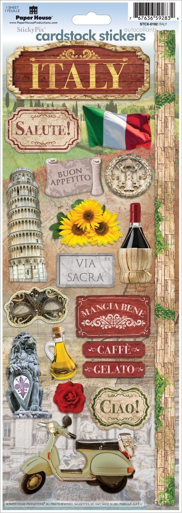 PAPER HOUSE ITALY CARDSTOCK STICKERS - Scrapbook Centrale