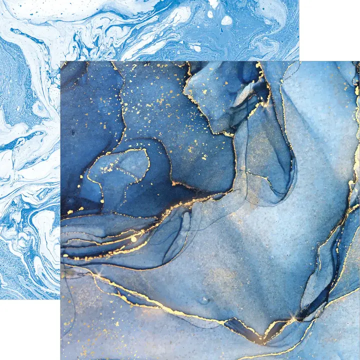 PAPER HOUSE BLUE WATERCOLOR MARBLE 12X12 CARDSTOCK - Scrapbook Centrale