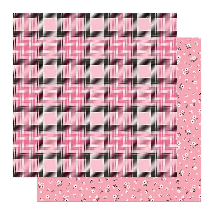PHOTOPLAY LIL' BOO THING PINK PLAID 12x12 CARDSTOCK - Scrapbook Centrale