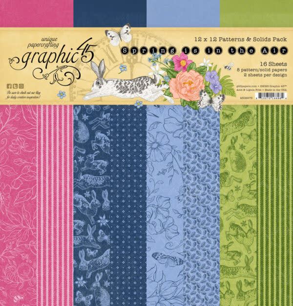 GRAPHIC 45 SPRING IS IN THE AIR PATTERNS & SOLIDS 12x12 COLLECTION PACK ...
