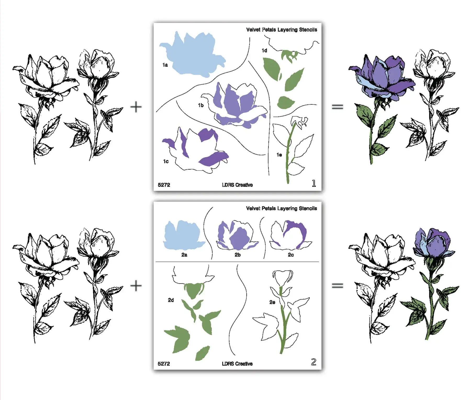 LDRS CREATIVE VELVET PETALS LAYERING STENCILS SET 2/PK - Scrapbook Centrale