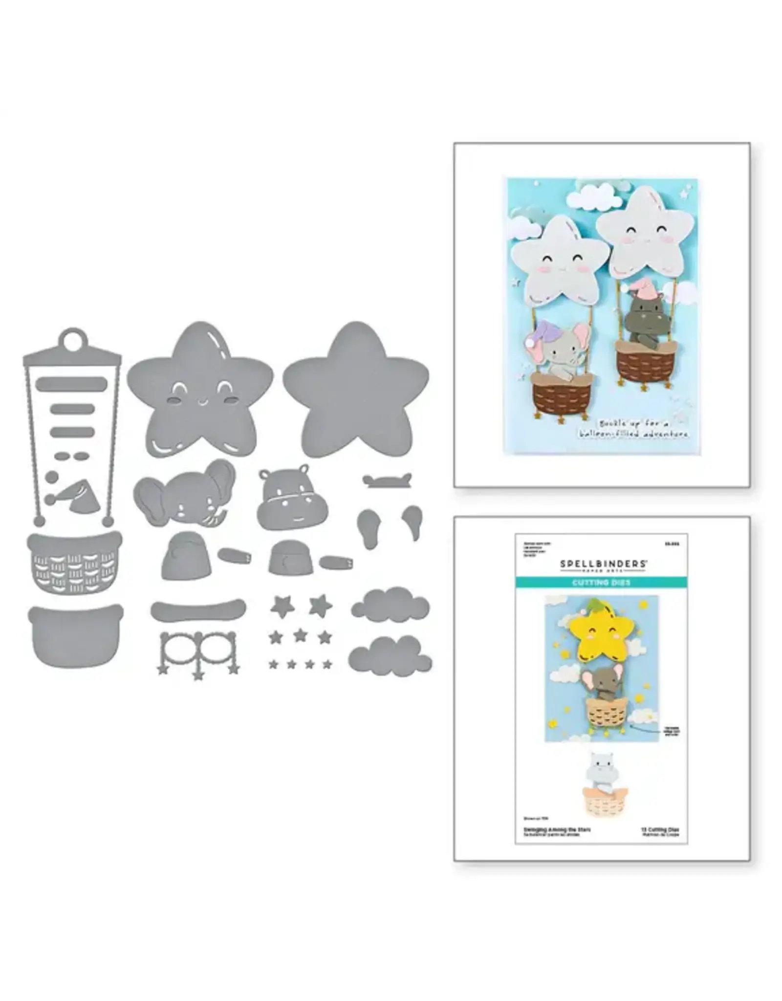 SPELLBINDERS LITTLE SMILES COLLECTION SWINGING AMONG THE STARS ETCHED DIE SET - Scrapbook Centrale