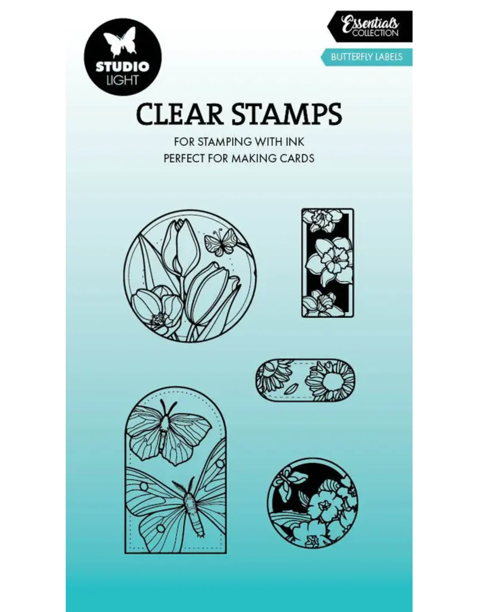 STUDIOLIGHT ESSENTIALS COLLECTION BUTTERFLY LABELS CLEAR STAMP SET ...