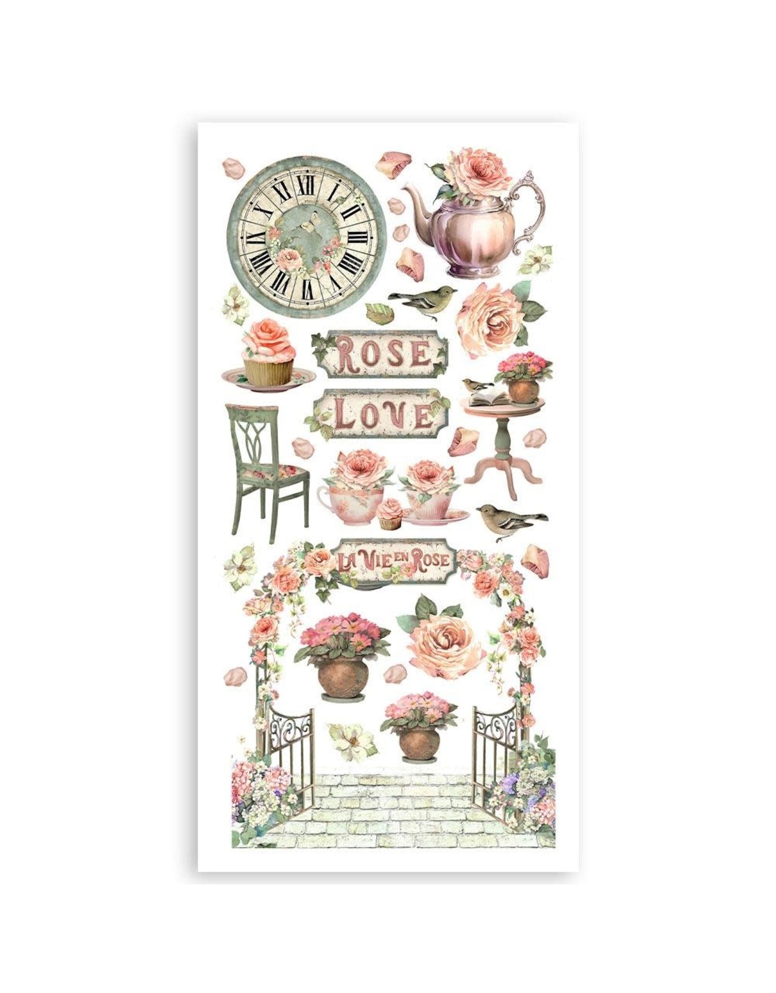 STAMPERIA HOUSE OF ROSES 6x12 PAPER CUT OUTS 4 SHEETS - Scrapbook Centrale