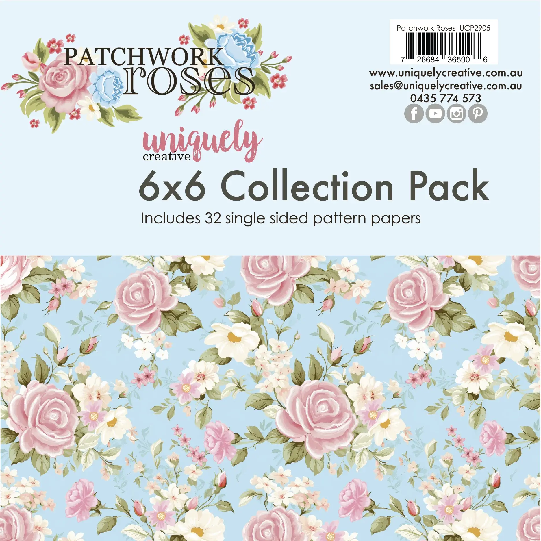 UNIQUELY CREATIVE PATCHWORK ROSES 6x6 COLLECTION PACK - Scrapbook Centrale