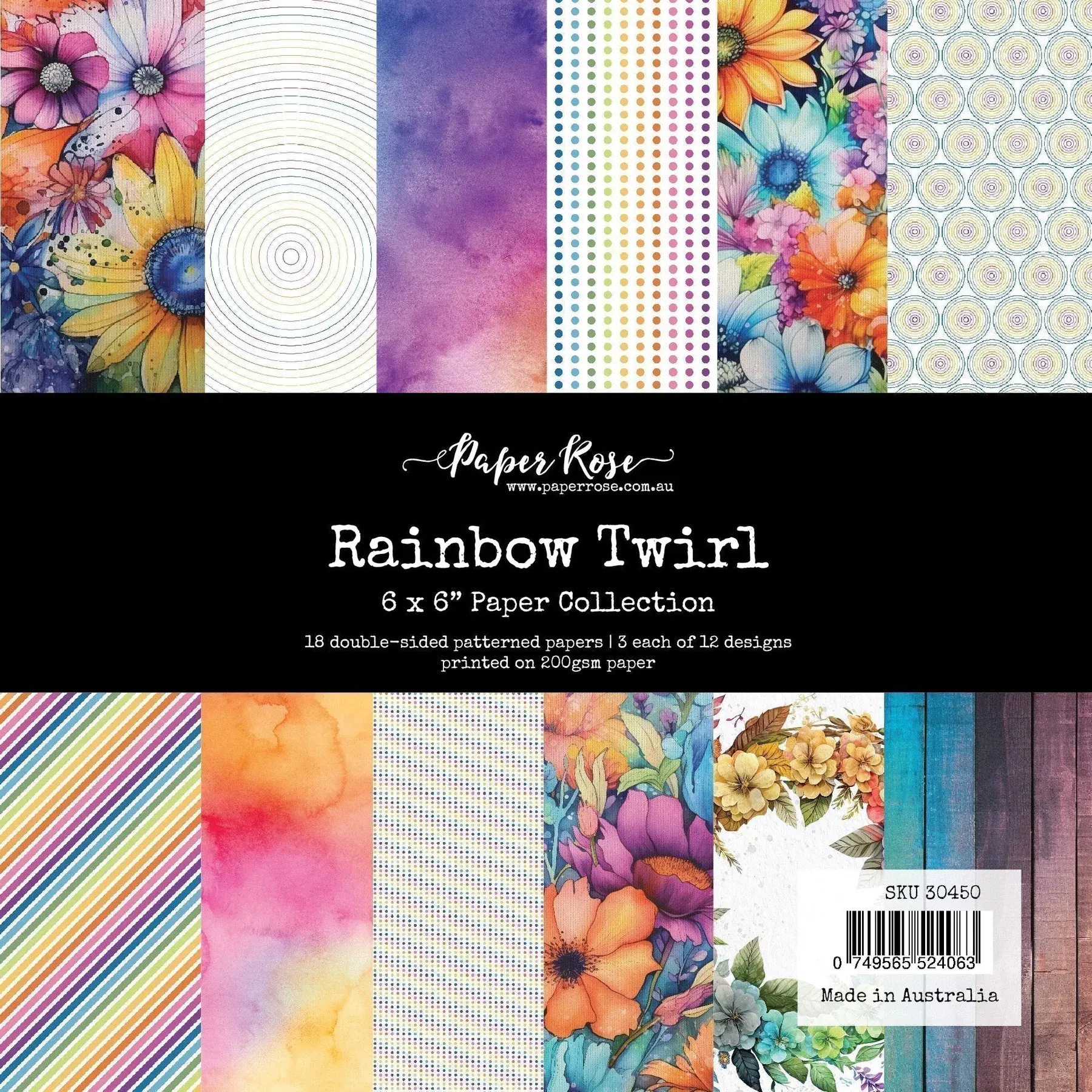 PAPER ROSE RAINBOW TWIRL 6x6 PAPER COLLECTION - Scrapbook Centrale