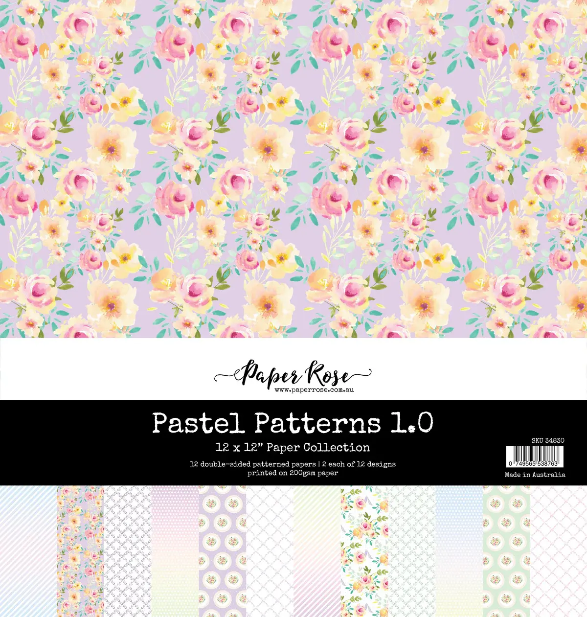 PAPER ROSE PASTEL PATTERNS 1.0 12x12 PAPER COLLECTION - Scrapbook Centrale