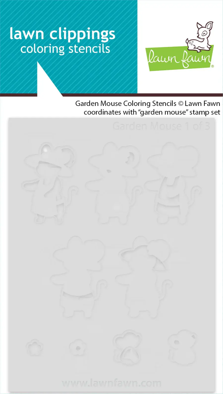 LAWN FAWN GARDEN MOUSE COLORING STENCIL 3/PK - Scrapbook Centrale