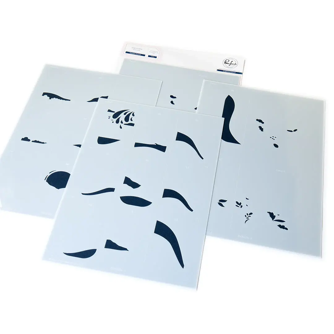 PINKFRESH STUDIO SIPPABLE SCENES STENCIL SET 4/PK - Scrapbook Centrale