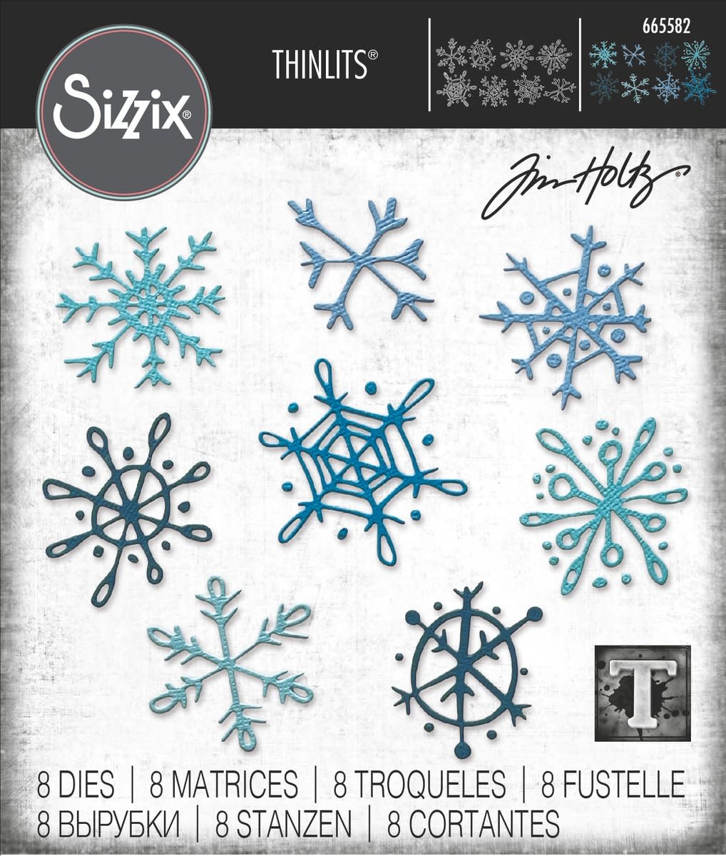 SIZZIX TIM HOLTZ SCRIBBLY SNOWFLAKES THINLITS DIE SET - Scrapbook Centrale