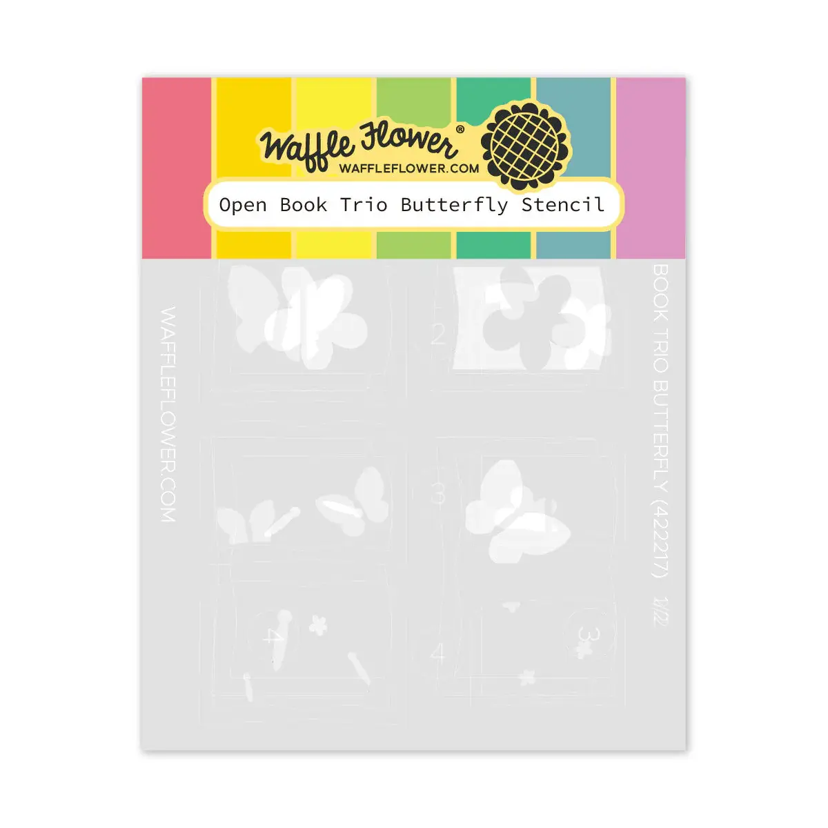 WAFFLE FLOWER OPEN BOOK TRIO BUTTERFLY STENCIL SET - Scrapbook Centrale