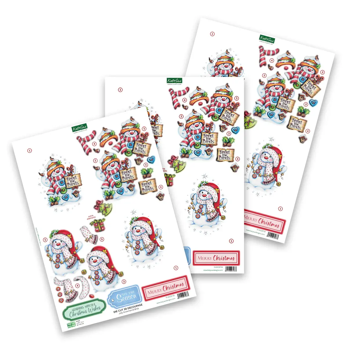 KATY SUE JOLLY SNOWMEN & BIRDS DIE CUT 3D DECOUPAGE 3/PK - Scrapbook ...