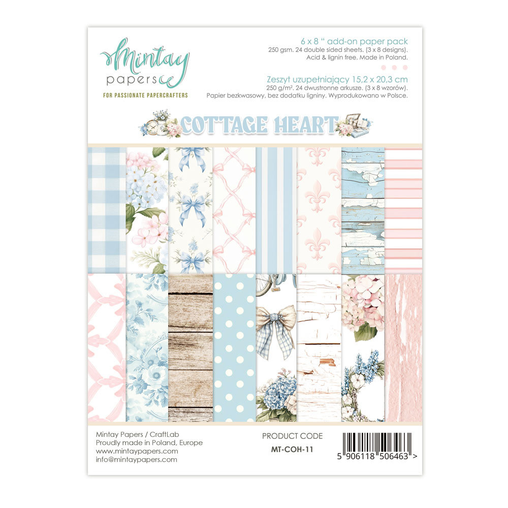MINTAY COTTAGE HEART 6x8 ADD-ON PAPER PAD 24 SHEETS - Scrapbook Centrale