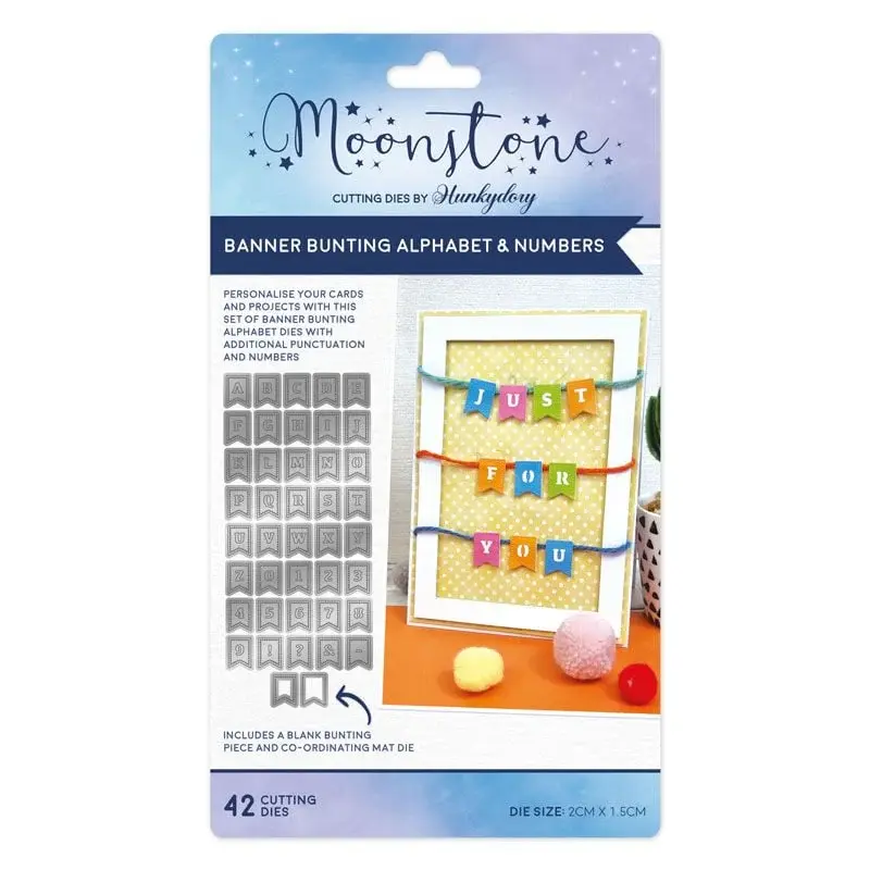 HUNKYDORY MOONSTONE BANNER BUNTING ALPHABET & NUMBERS DIE SET ...