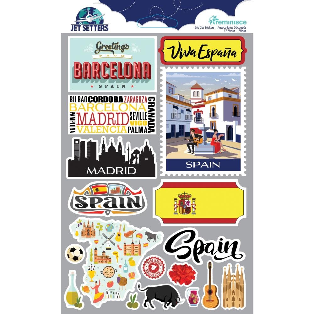 REMINISCE JET SETTERS SPAIN 3.0 3D STICKERS - Scrapbook Centrale