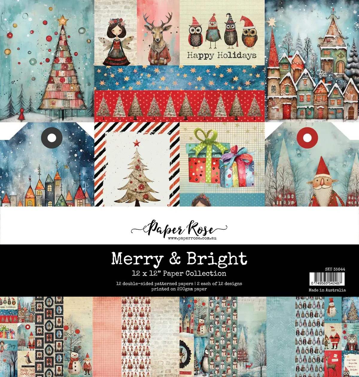 PAPER ROSE MERRY AND BRIGHT 12x12 PAPER COLLECTION - Scrapbook Centrale