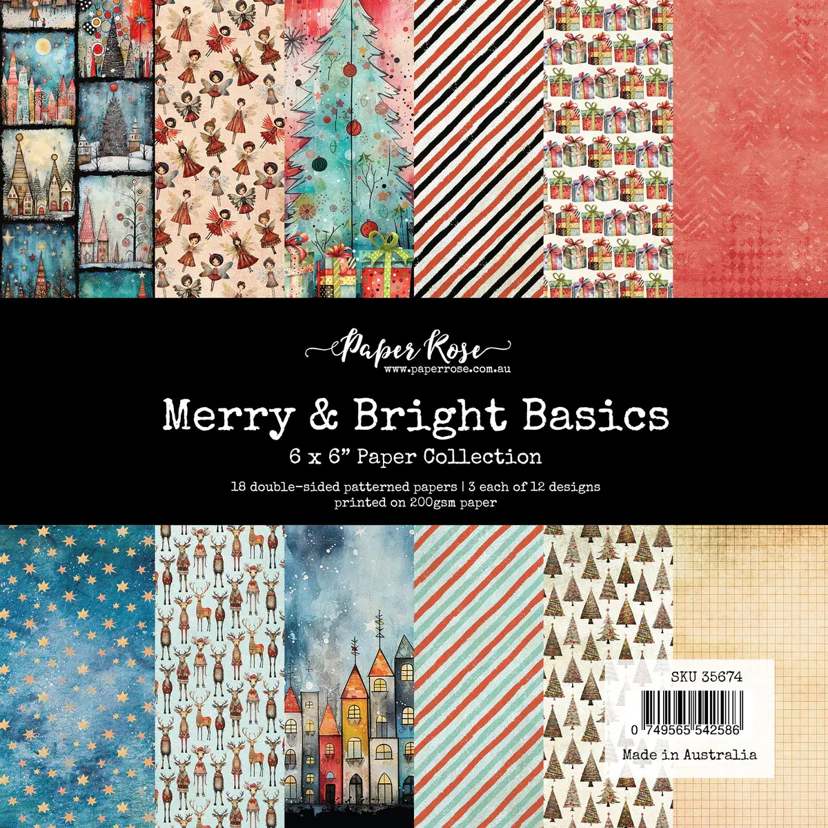 PAPER ROSE MERRY AND BRIGHT BASICS 6x6 PAPER COLLECTION - Scrapbook ...