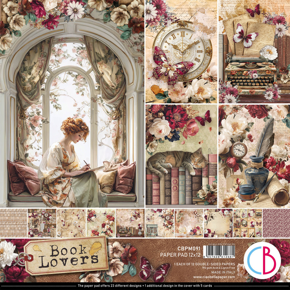 CIAO BELLA BOOK LOVERS 12x12 PAPER PAD 12 SHEETS - Scrapbook Centrale