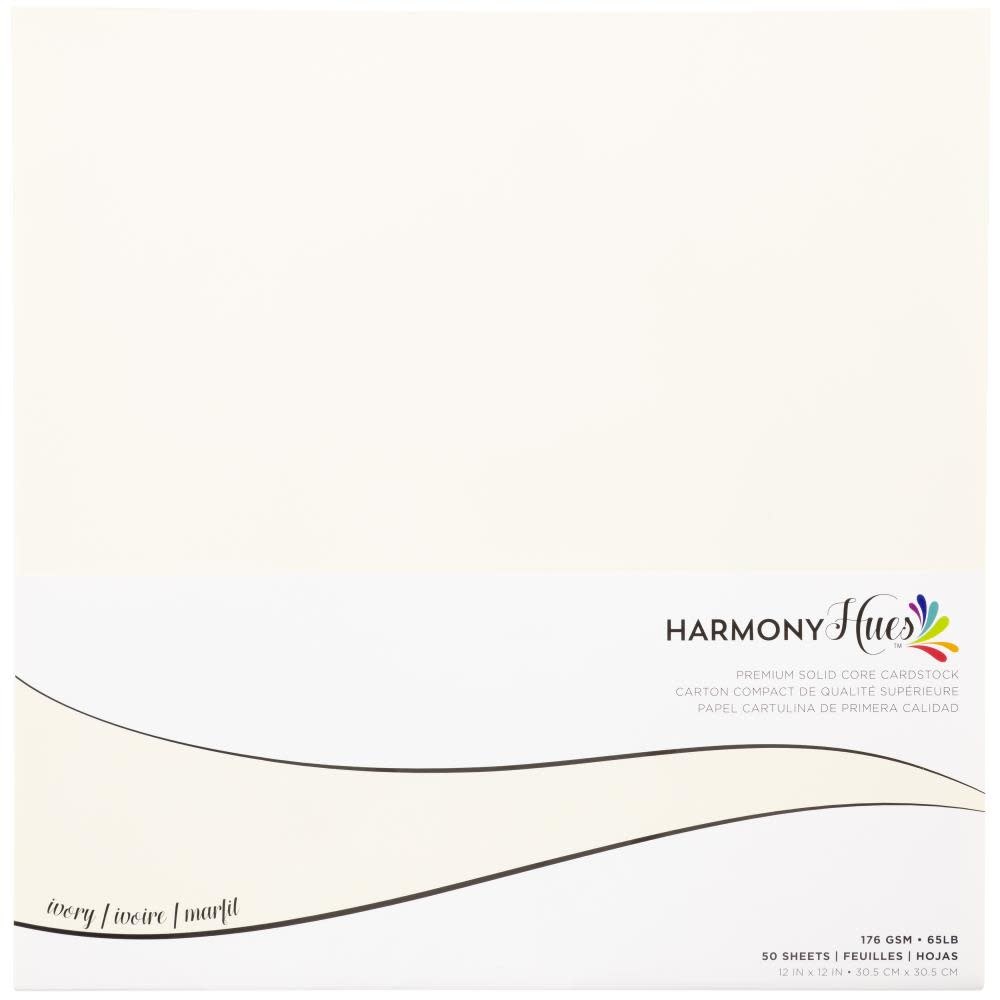 HARMONY HUES IVORY 12x12 CARDSTOCK PACK 50 SHEETS - Scrapbook Centrale