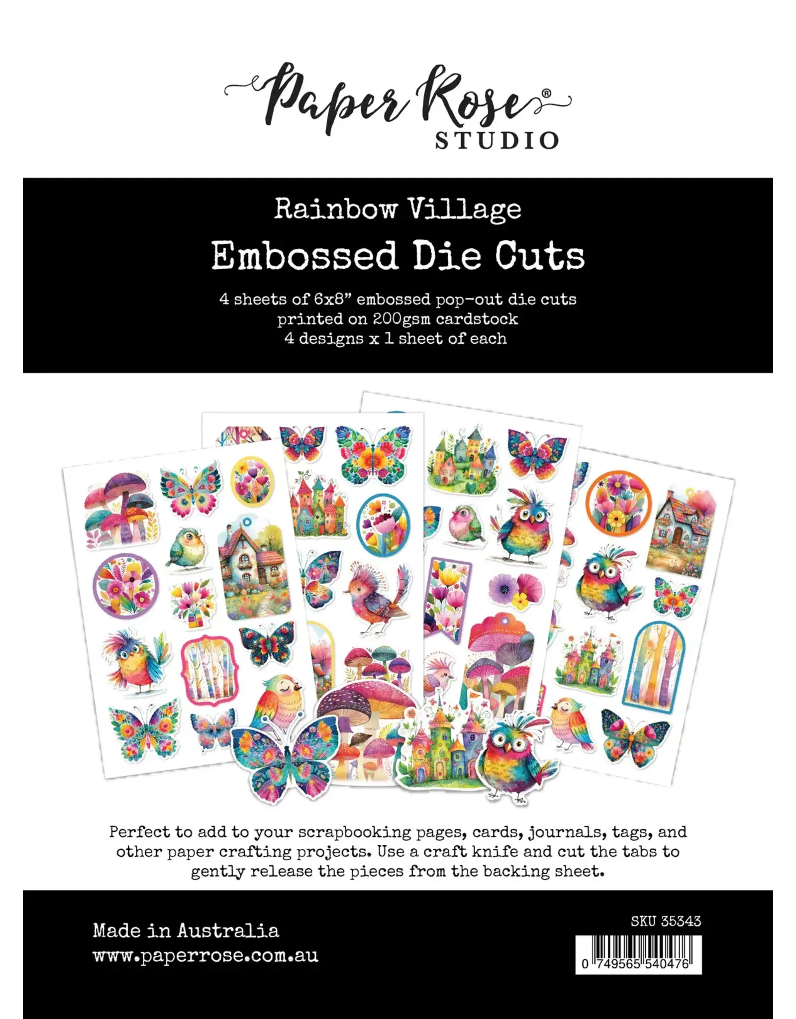 PAPER ROSE STUDIO RAINBOW VILLAGE EMBOSSED DIE CUTS - Scrapbook Centrale