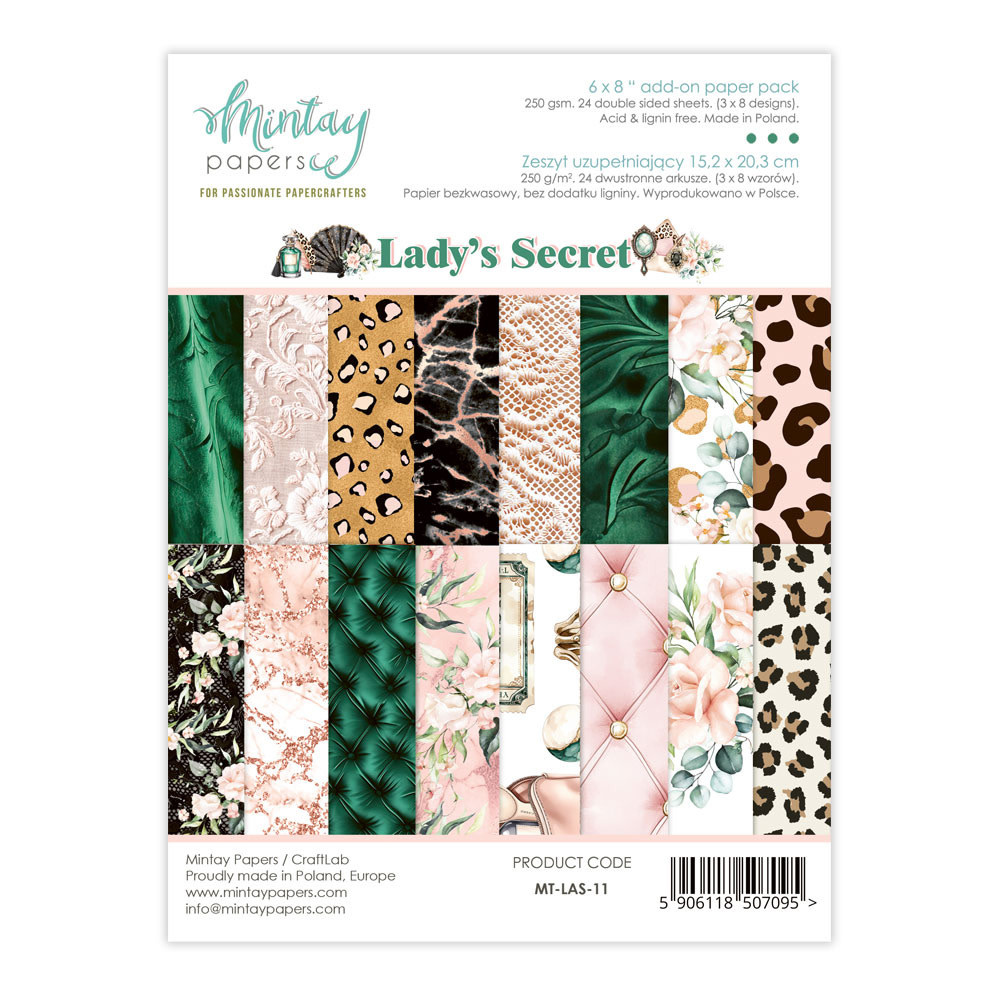 MINTAY LADY'S SECRET 6x8 ADD-ON PAPER PAD 24 SHEETS - Scrapbook Centrale
