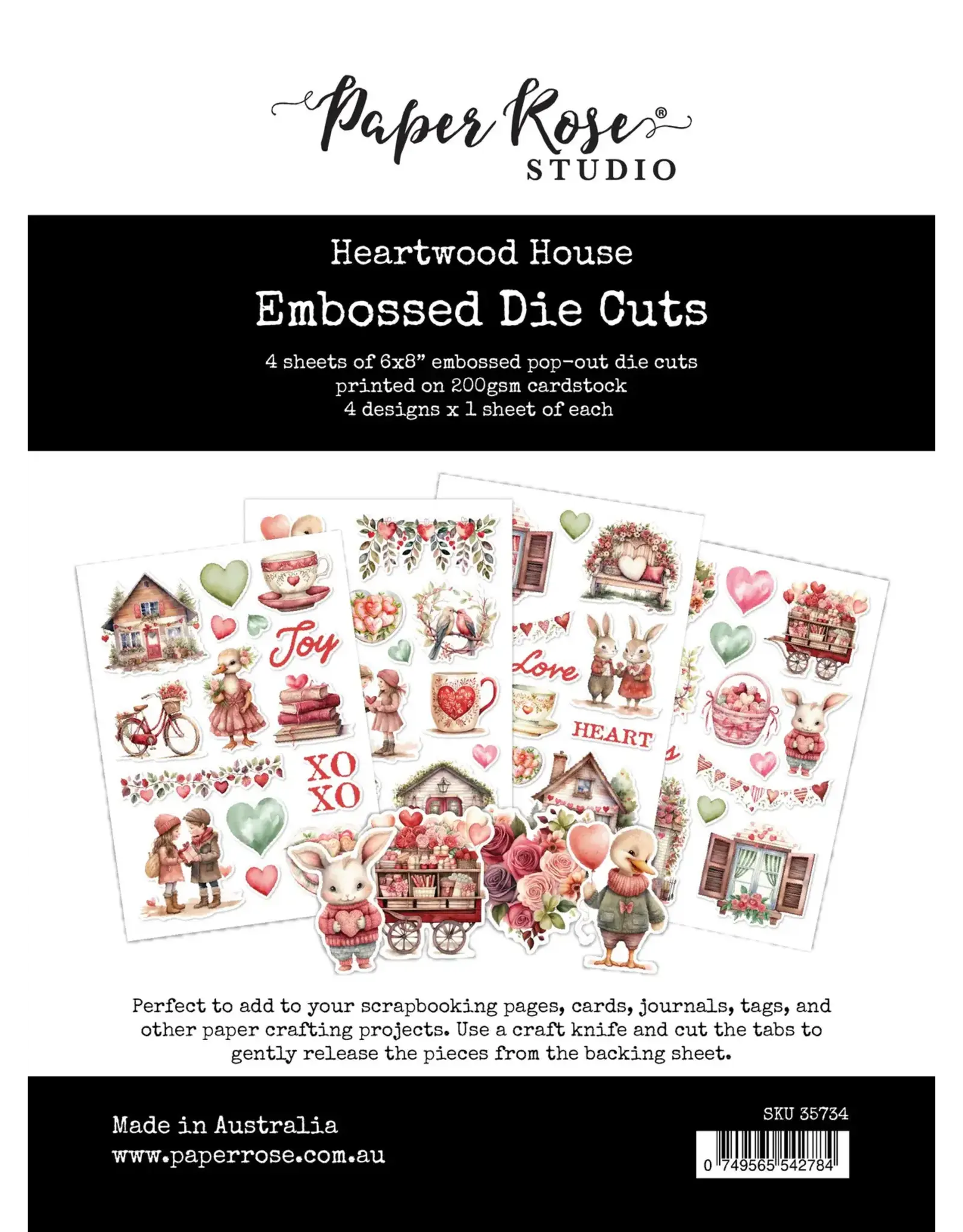 PAPER ROSE HEARTWOOD HOUSE EMBOSSED DIE CUTS - Scrapbook Centrale