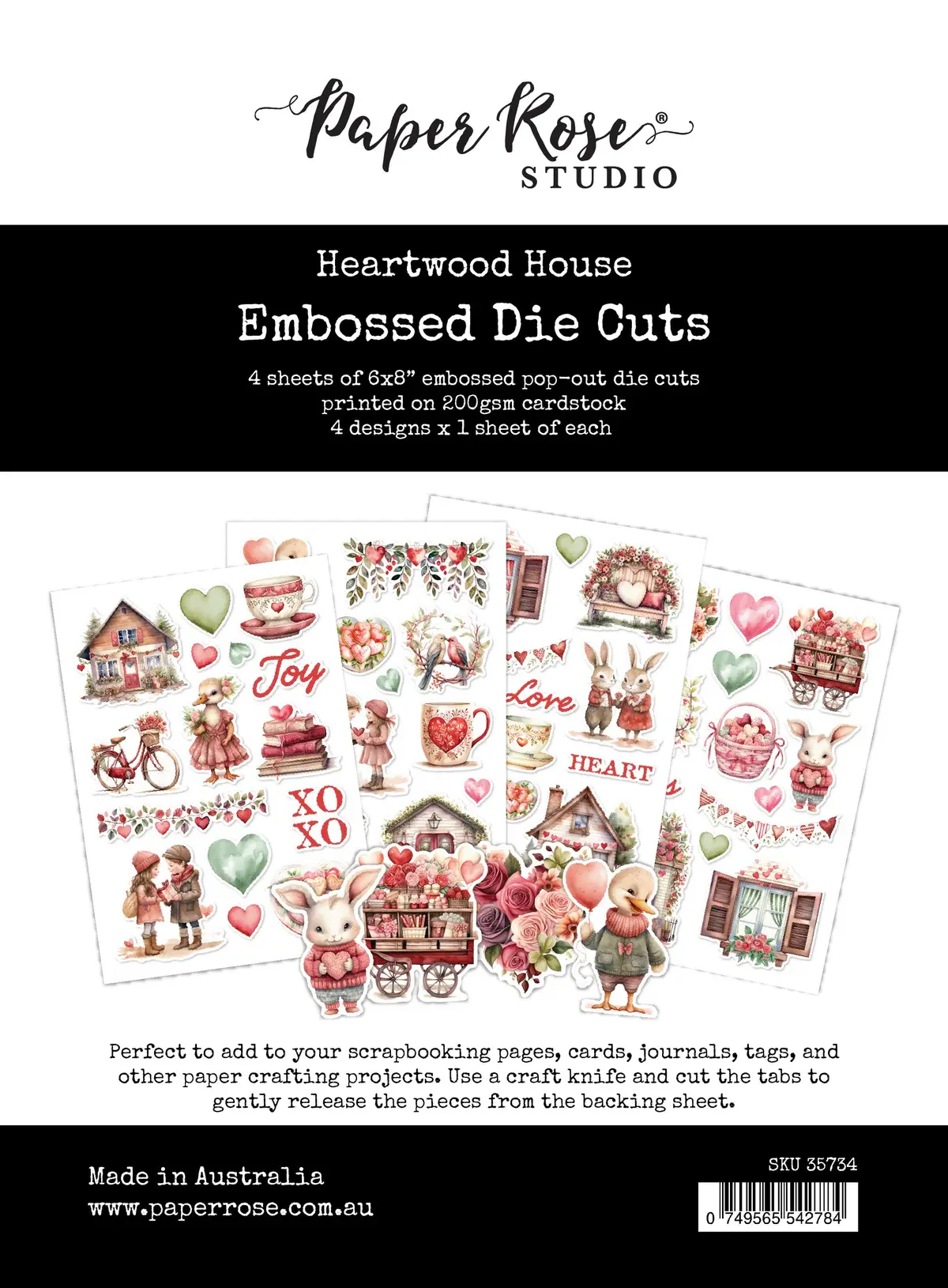 PAPER ROSE HEARTWOOD HOUSE EMBOSSED DIE CUTS - Scrapbook Centrale
