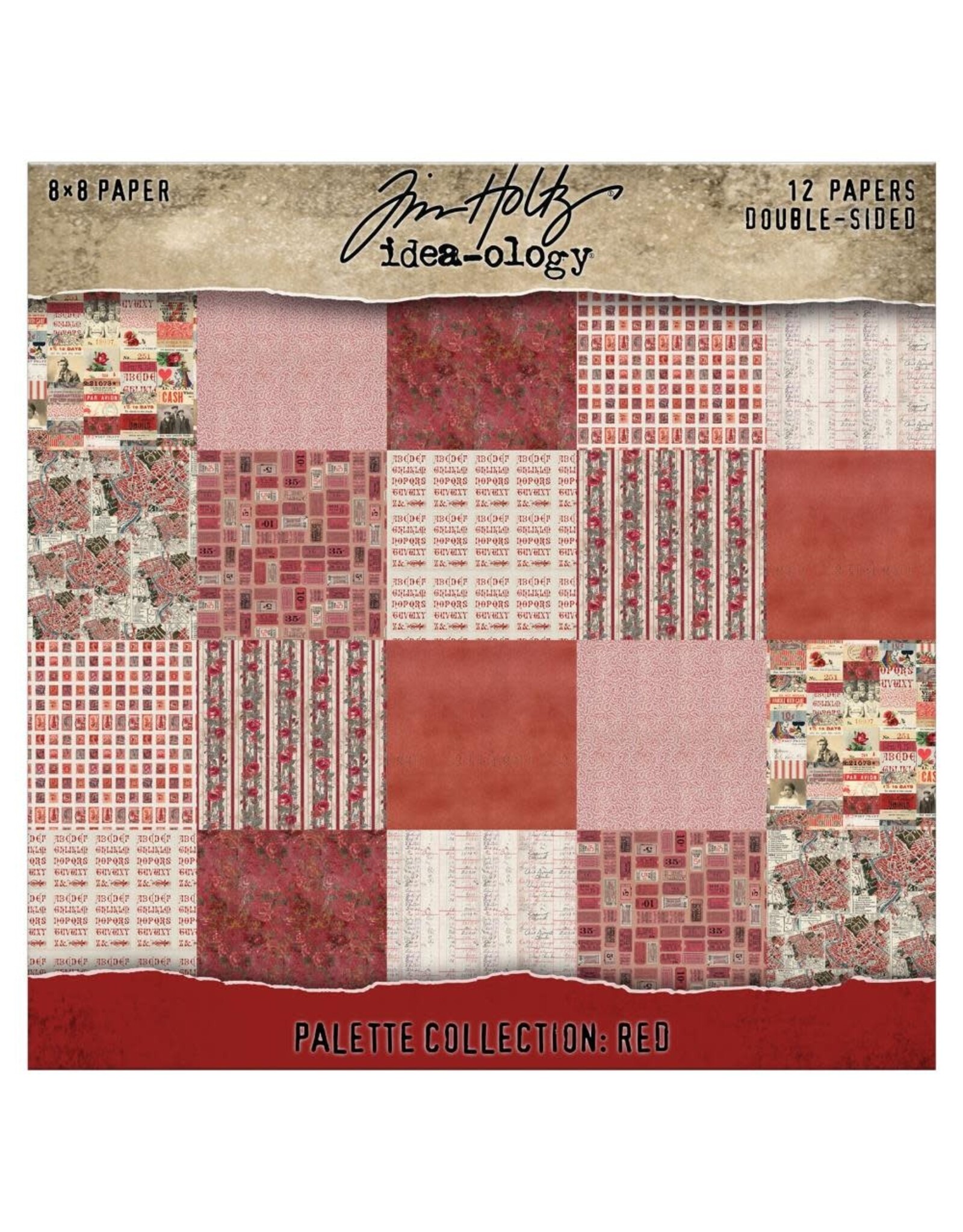 TIM HOLTZ IDEA-OLOGY PALETTE COLLECTION RED 8x8 DOUBLE SIDED CARDSTOCK ...