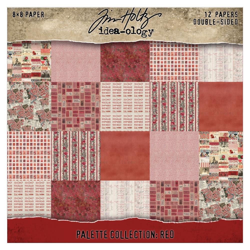 TIM HOLTZ IDEA-OLOGY PALETTE COLLECTION RED 8x8 DOUBLE SIDED CARDSTOCK ...