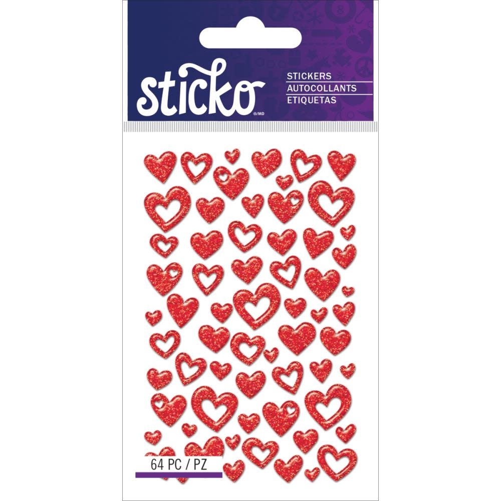 STICKO MINI RED HEARTS EPOXY STICKERS - Scrapbook Centrale