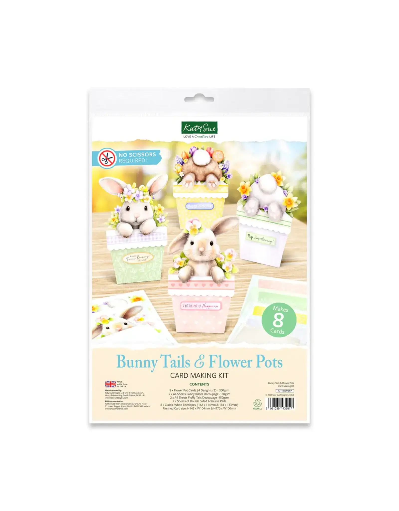 KATY SUE BUNNY TAILS & FLOWER POTS CARD MAKING KIT - Scrapbook Centrale