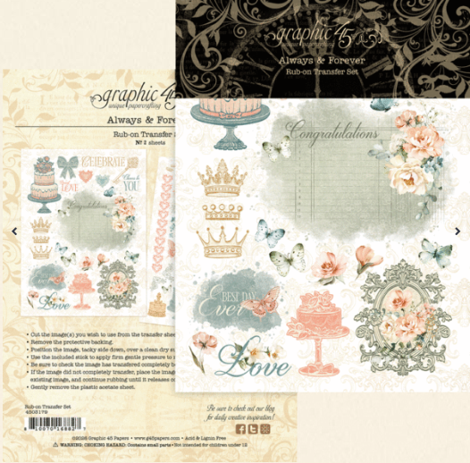 GRAPHIC 45 ALWAYS & FOREVER RUB-ON TRANSFER SET - Scrapbook Centrale